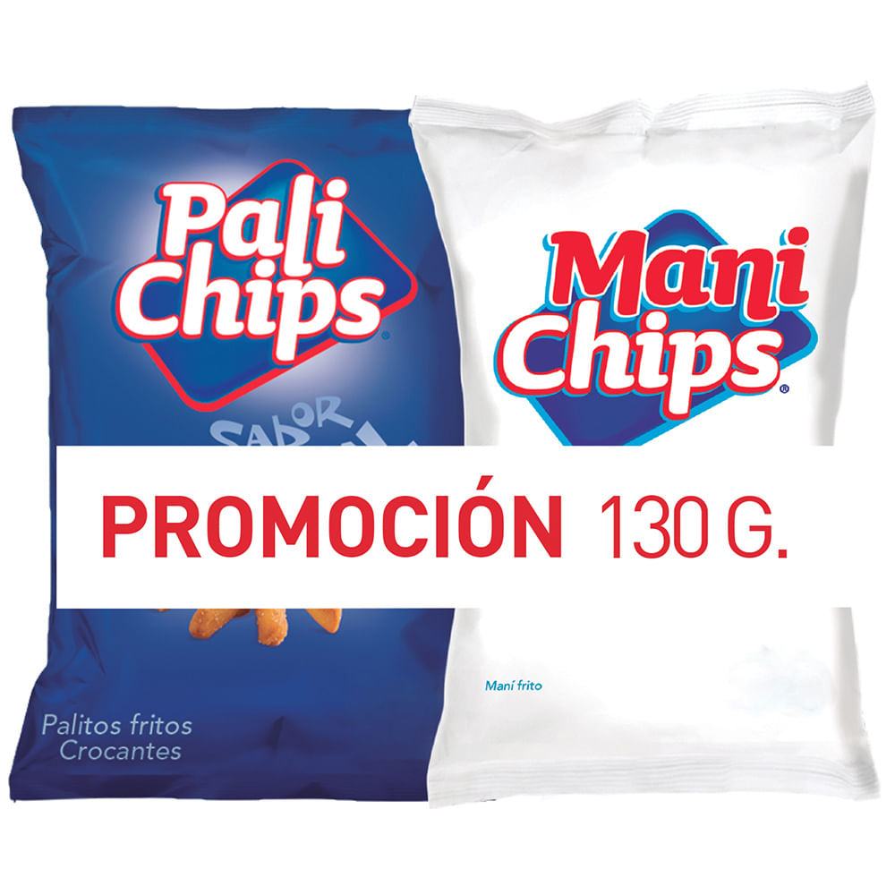 Pack PALI CHIPS natural 70 g + maní sin piel 60 g - disco