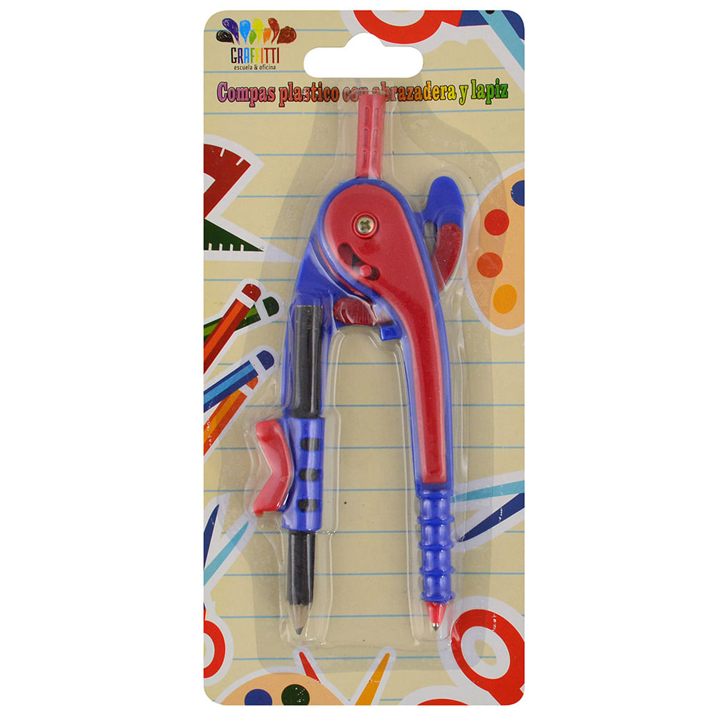 Compás plástico con abrazadera y lápiz GRAFFITTI - devotoweb