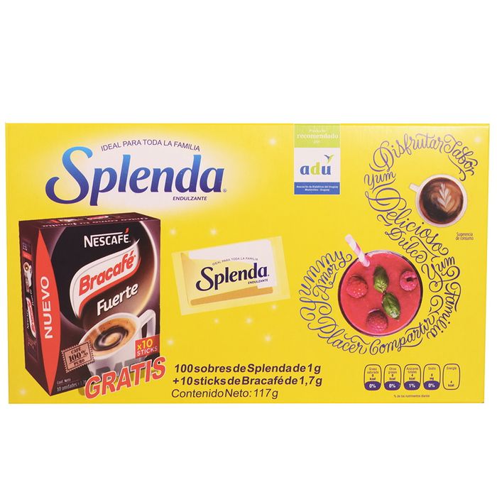 Edulcorante SPLENDA 100 sb + 10 Bracafe sticks - disco