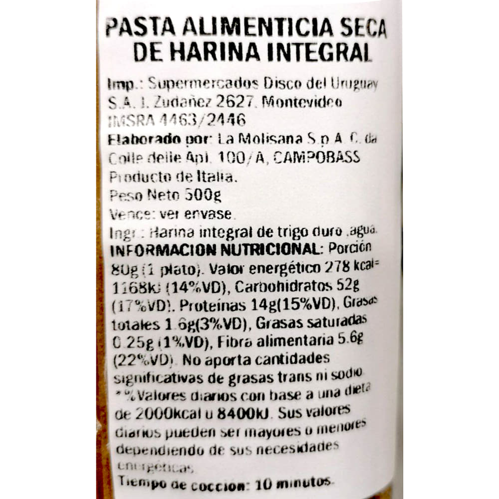 Fideos LA MOLISANA spaghetti integral 500 g - devotoweb
