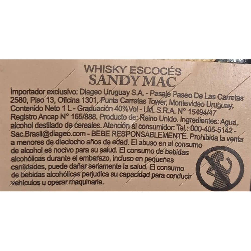 Whisky Escocés Sandy Mac 1 L - devotoweb