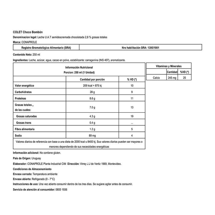 Leche chocolatada CONAPROLE Choco Bombón - devotoweb