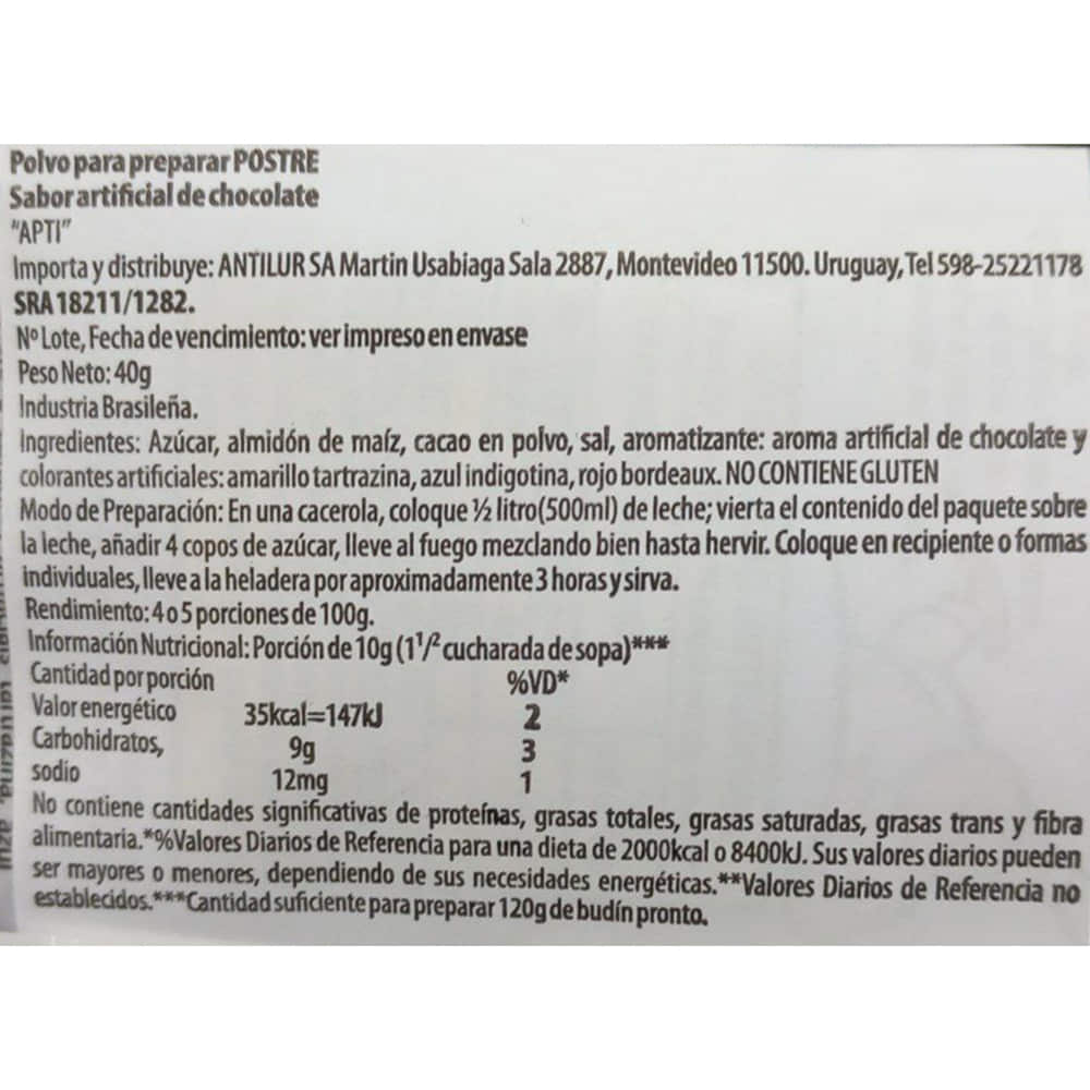 Postre APTI chocolate 40 g - devotoweb