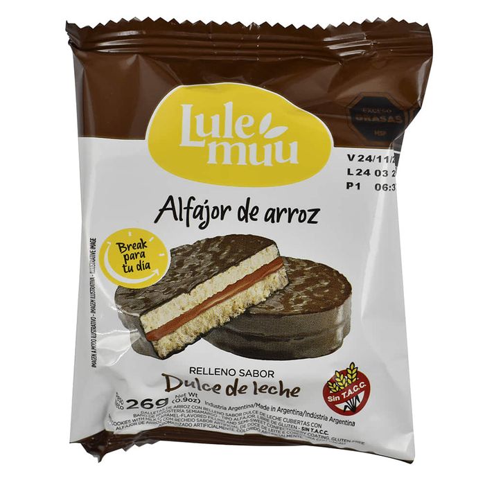Alfajor arroz LULE MUU chocolate 26g - disco