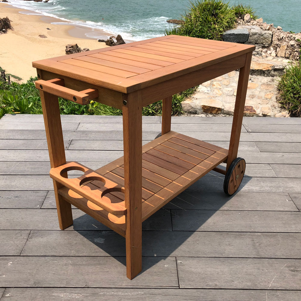 Mesa en madera con ruedas 93x49,3x74 cm - salondelvinoclub