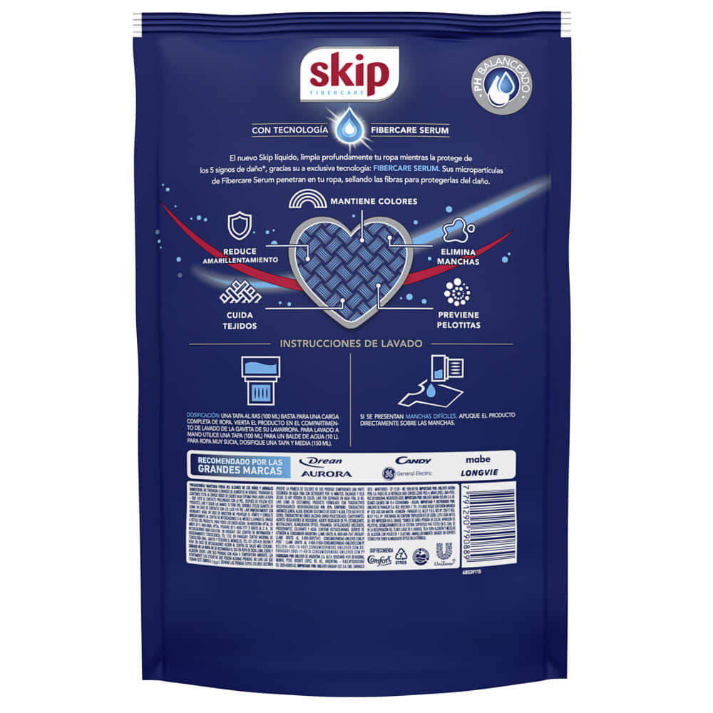 Detergente SKIP líquido diluido doy pack 800 ml - devotoweb