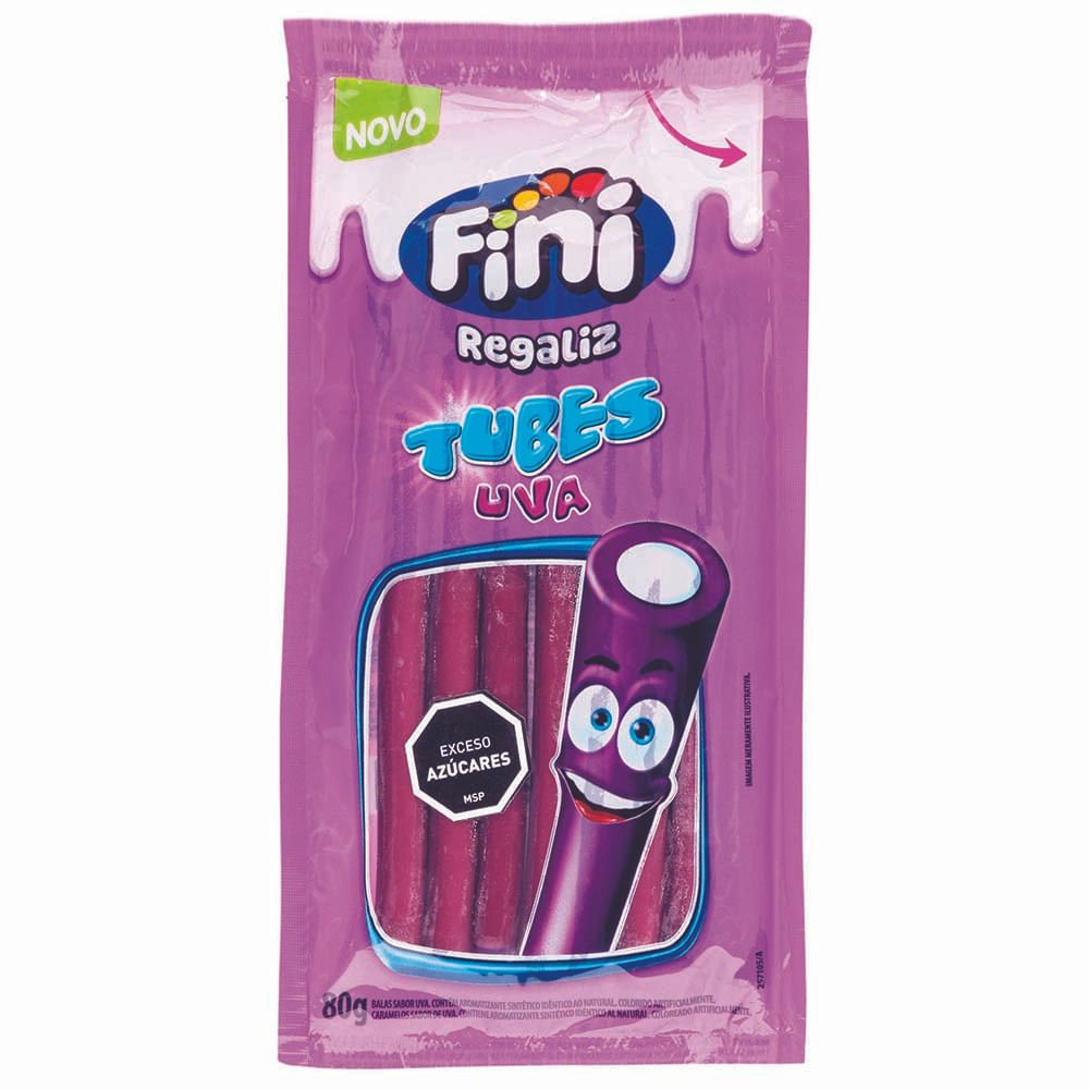 Gelatinas tubes FINI uva brillo 80g - disco