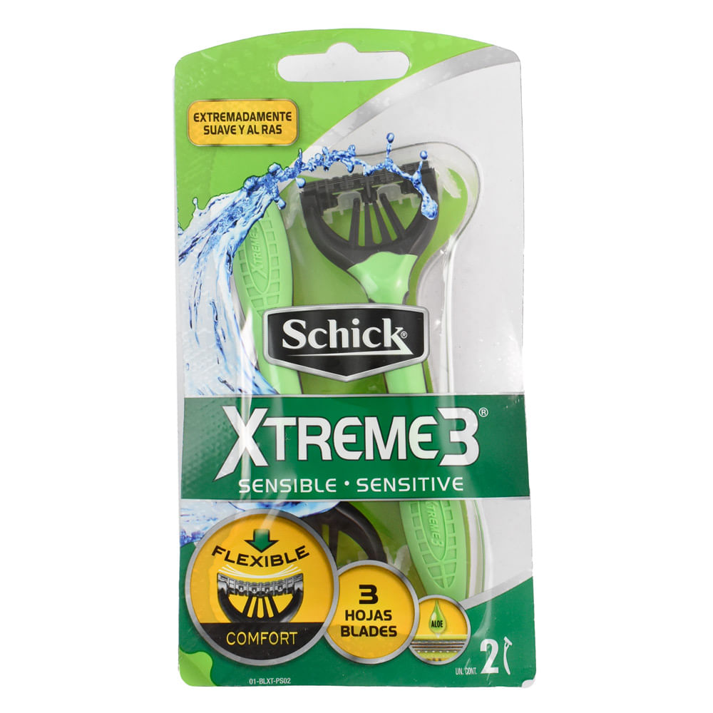 Maquina de SCHICK Xtreme 3 x2 piel sensible blister - devotoweb
