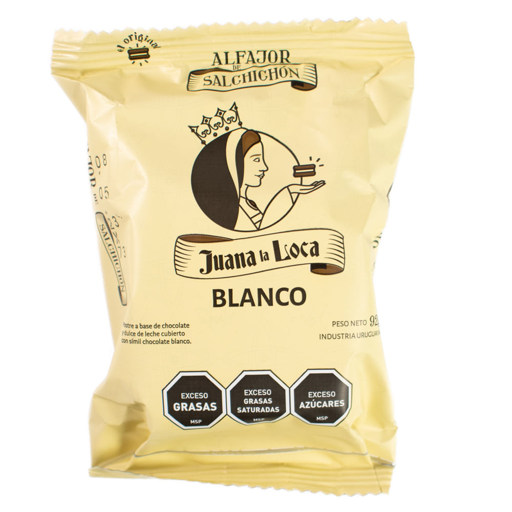 Alfajor de salchichón JUANA LA LOCA chocolate blanco 92 g - devotoweb